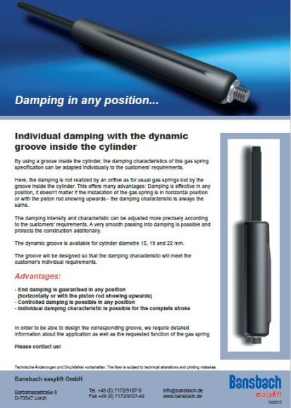 Gas traction spring with damping